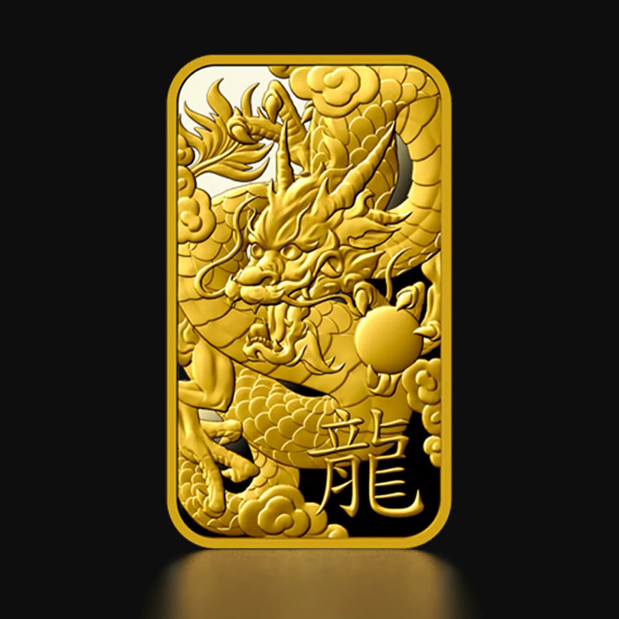 1g Argor-Heraeus Lunar Dragon 2024 Gold Bar - Tavex Bullion
