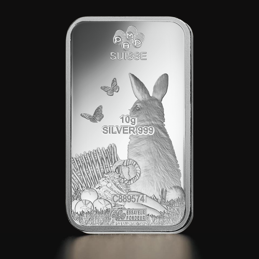 10 g PAMP Lunar serijos 2023 m. sidabro luitas „Triušis“ | Tavex Lithuania