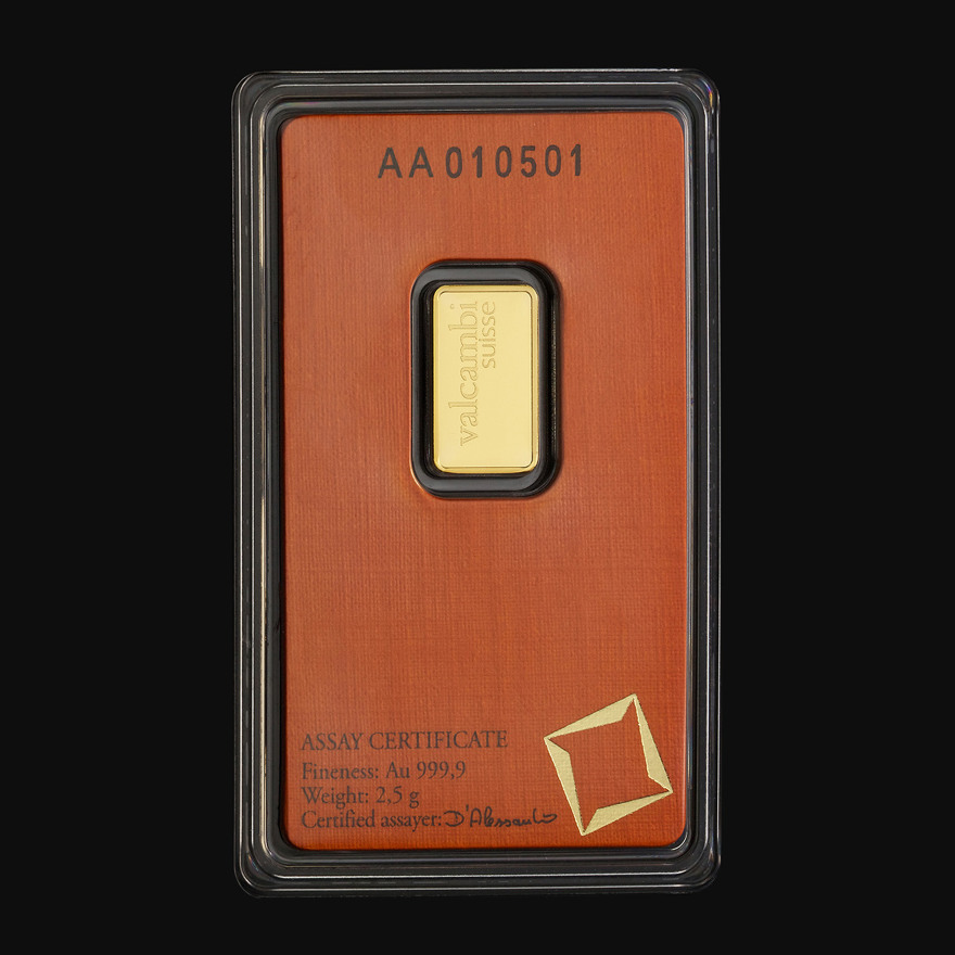 2.5g Valcambi Suisse Gold Bullion Bar - Tavex Bullion