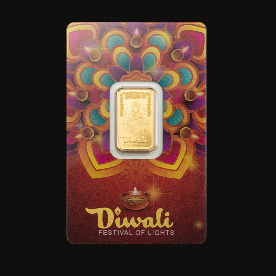 5g PAMP Diwali Lakshmi & Rangoli Art Gold Bar - Tavex United Kingdom