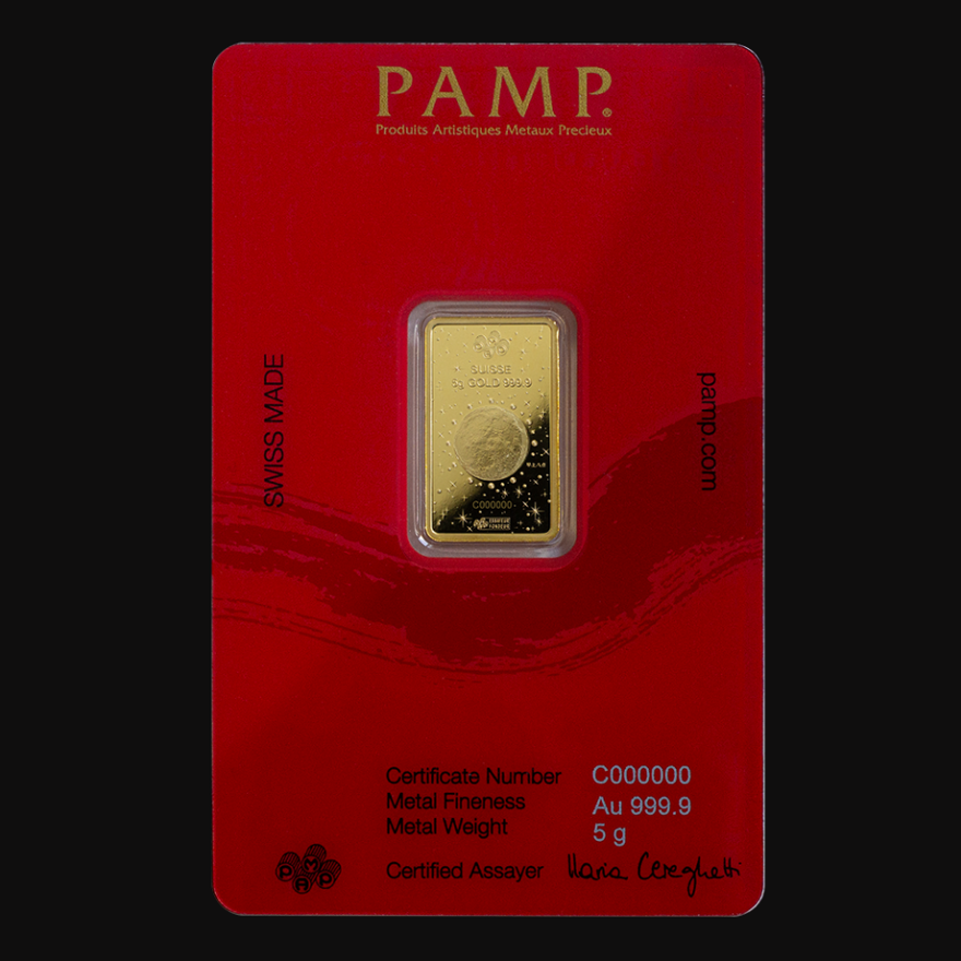 5g PAMP Lunar Dragon 2024 Gold Bar - Tavex Bullion