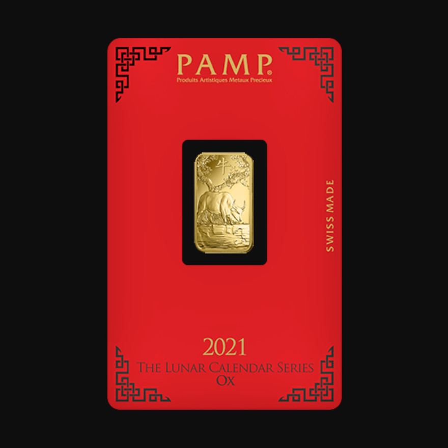 5g PAMP Lunar Ox 2021 Gold Bullion Bar - Tavex Bullion