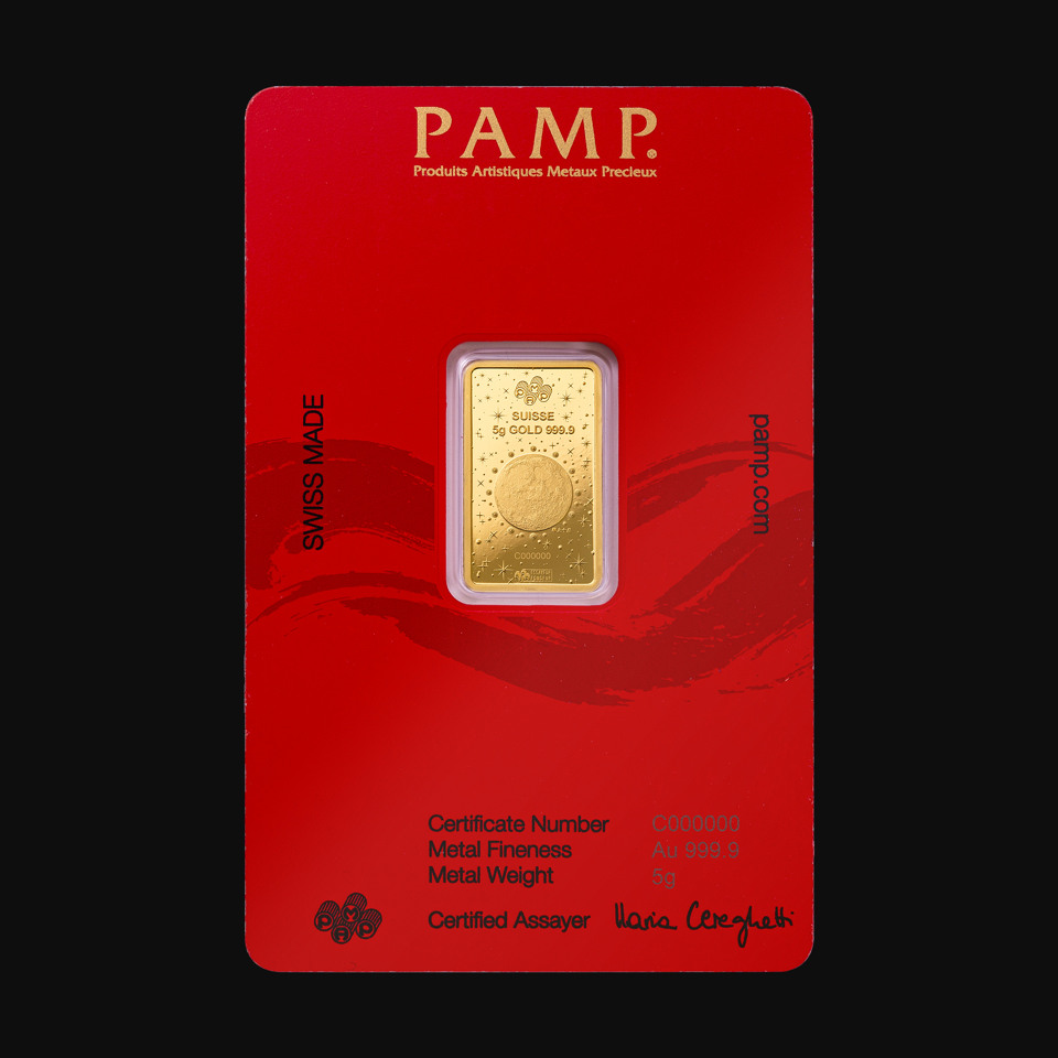 5g PAMP Lunar Snake 2025 Gold Bar - Tavex Bullion