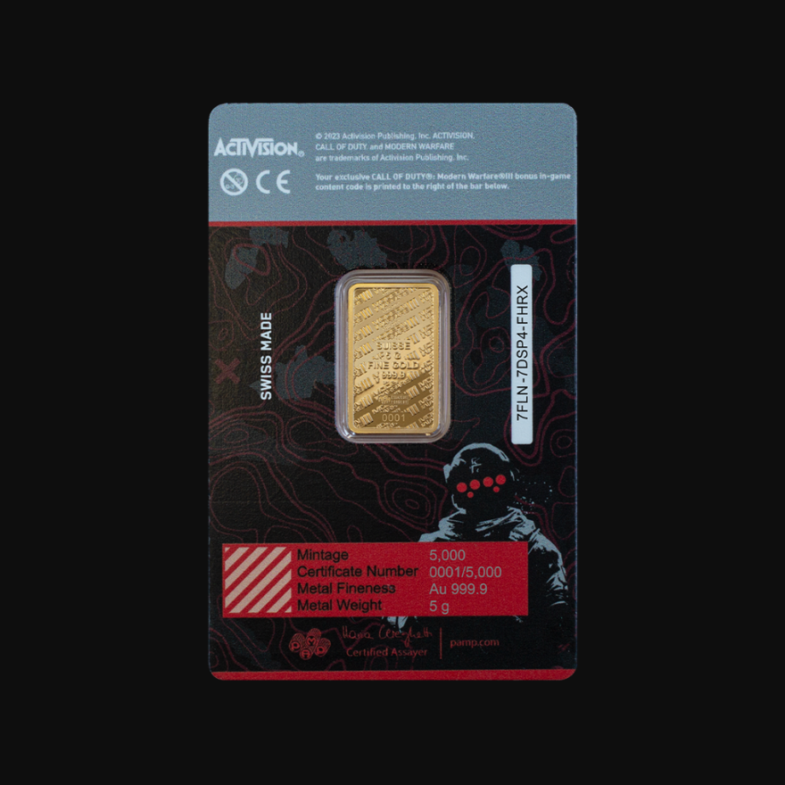 5g PAMP Call of Duty Modern Warfare III Gold Bar - Tavex Bullion