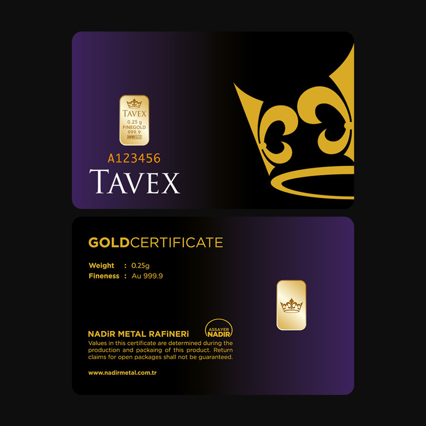 0,25 grama zlatna poluga Tavex, poklon paket - Tavex